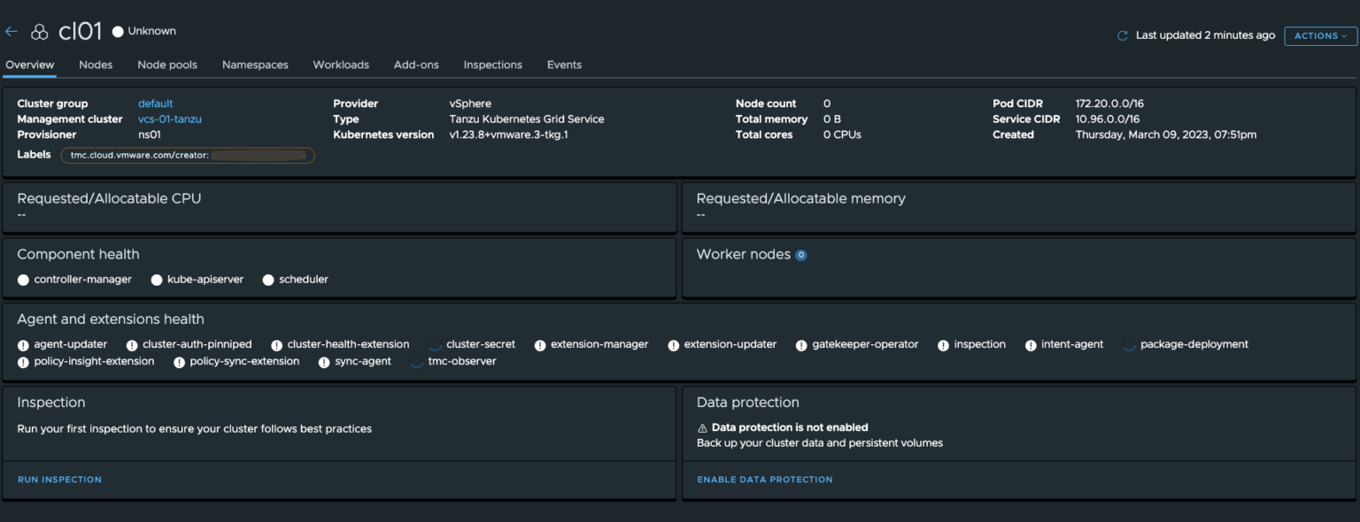 Deploying TKG cluster using Tanzu Mission Control (TMC) - vMattroman