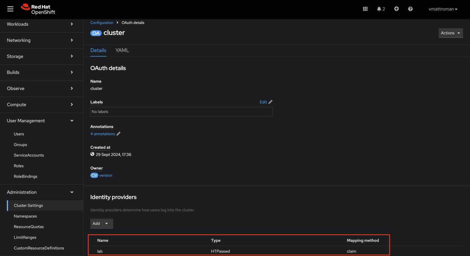 Red Hat OpenShift – Configuring an htpasswd identity provider - vMattroman