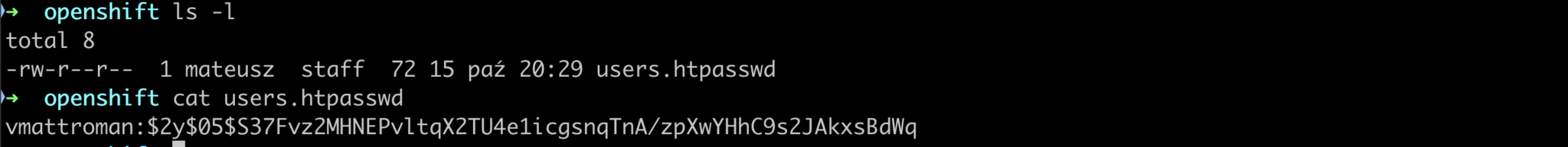 Red Hat Openshift Configuring An Htpasswd Identity Provider Vmattroman