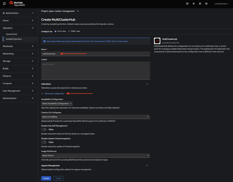 Red Hat OpenShift – Installation of Advanced Cluster Management for ...