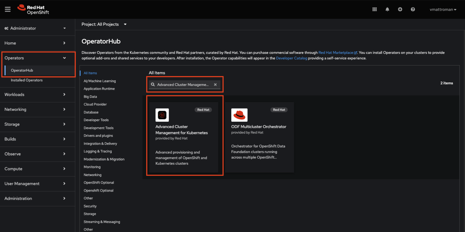 Red Hat OpenShift – Installation of Advanced Cluster Management for ...