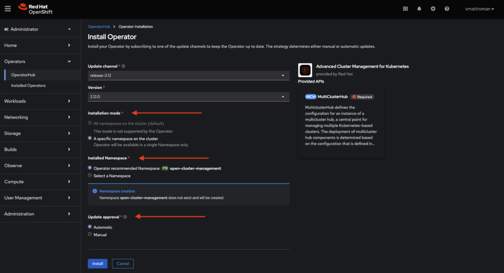 Red Hat OpenShift – Installation of Advanced Cluster Management for ...