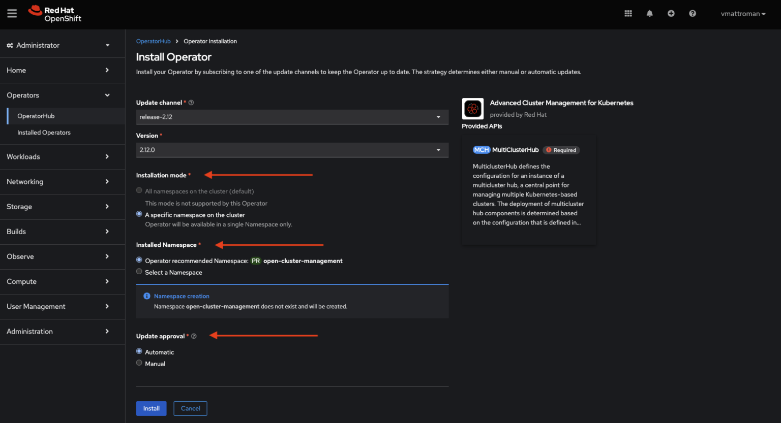 Red Hat OpenShift – Installation of Advanced Cluster Management for ...