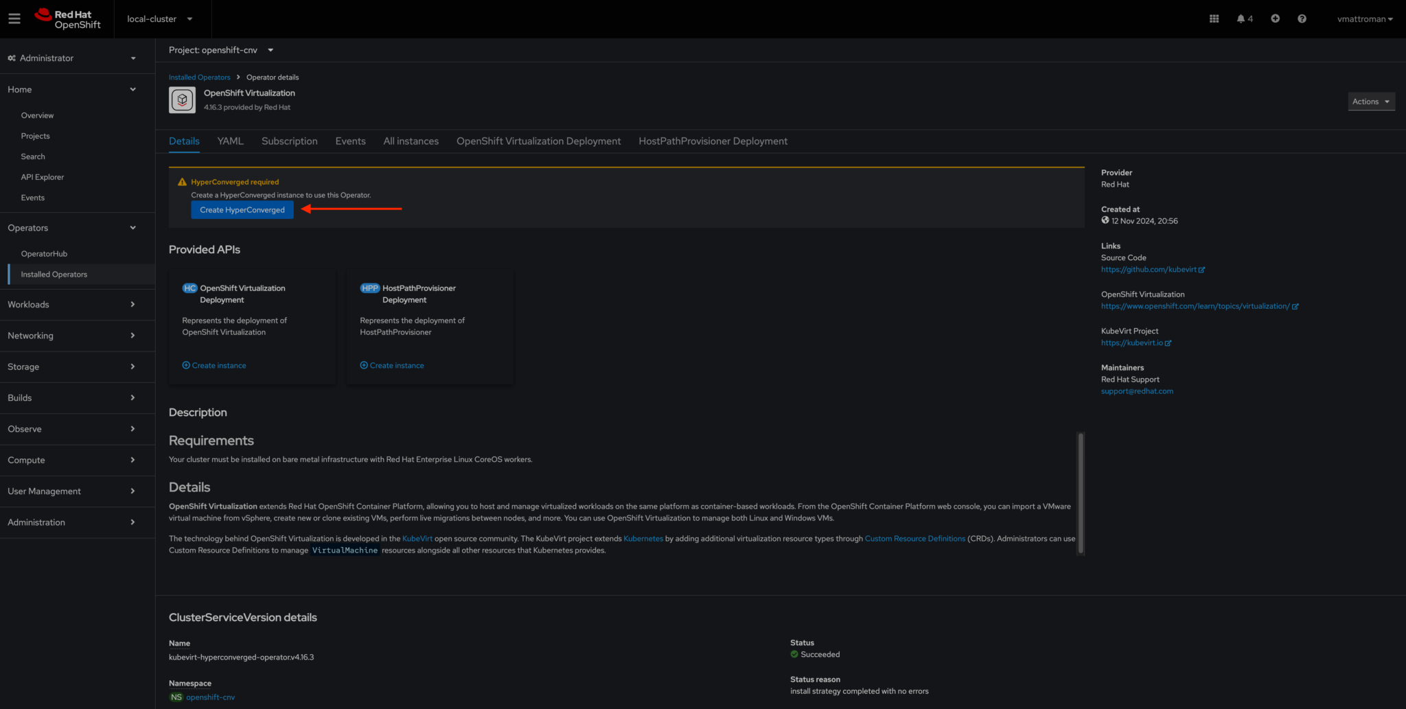 Red Hat OpenShift – Configuring Virtualization - vMattroman