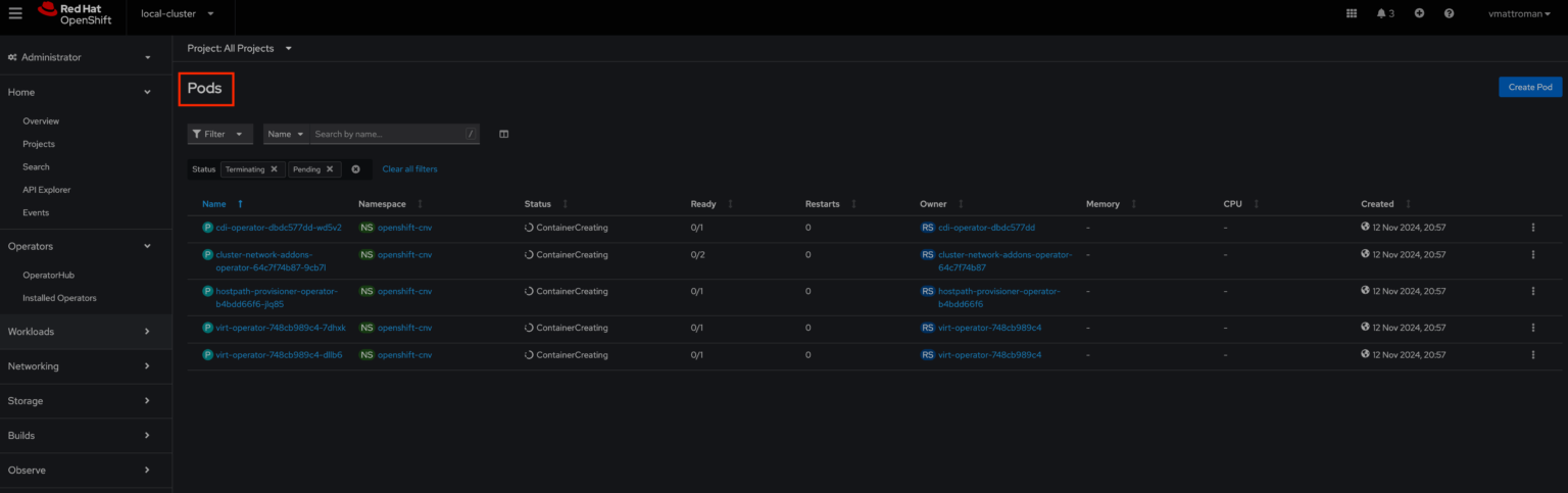 Red Hat OpenShift – Configuring Virtualization - vMattroman
