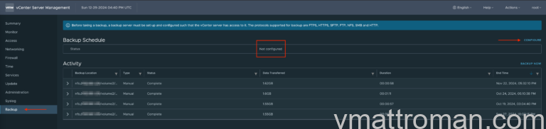 Configuring VMware VCSA backup using NFS - vMattroman