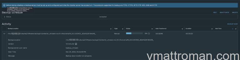 Configuring VMware VCSA backup using NFS - vMattroman