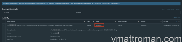 Configuring VMware VCSA backup using NFS - vMattroman